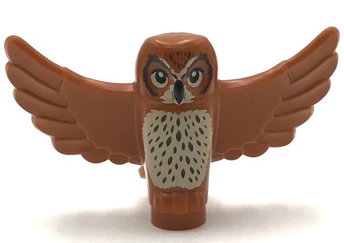 Lego New Dark Orange Owl Bird Spread Wings with Black Beak Eyes Tan ...