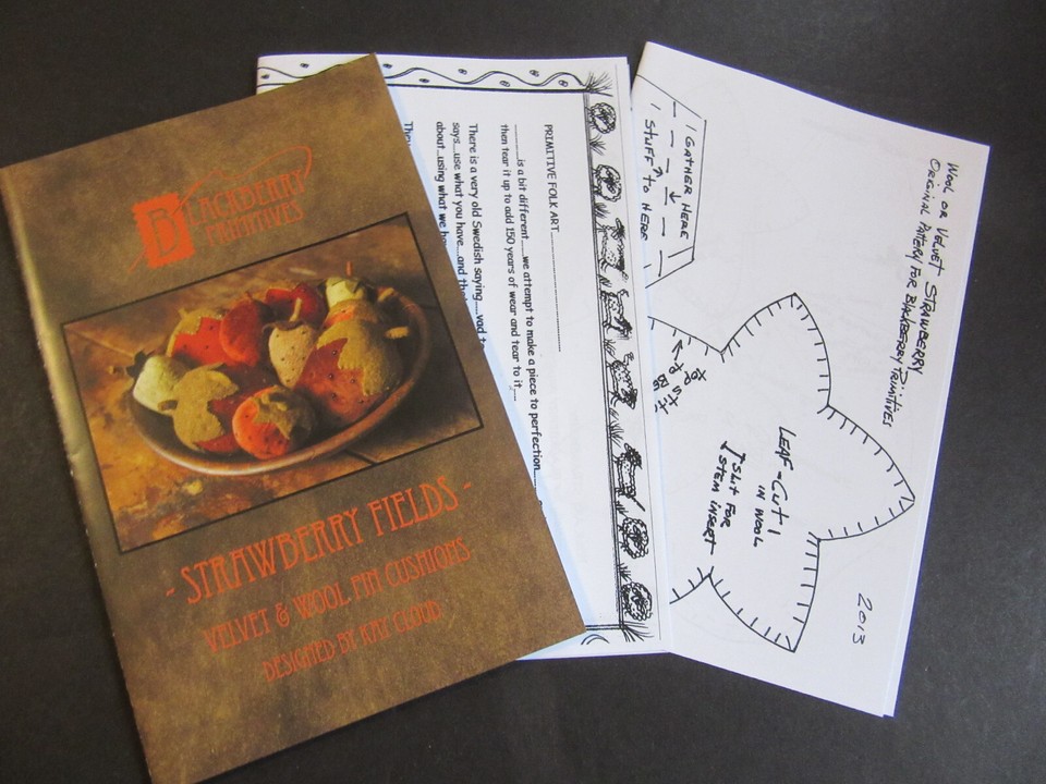 Blackberry Primitives STRAWBERRY Velvet & Wool Doll Pin Cushion Folk Art Pattern | eBay