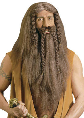 Adult Viking Barbarian Brown Wig and Beard Set | eBay UK