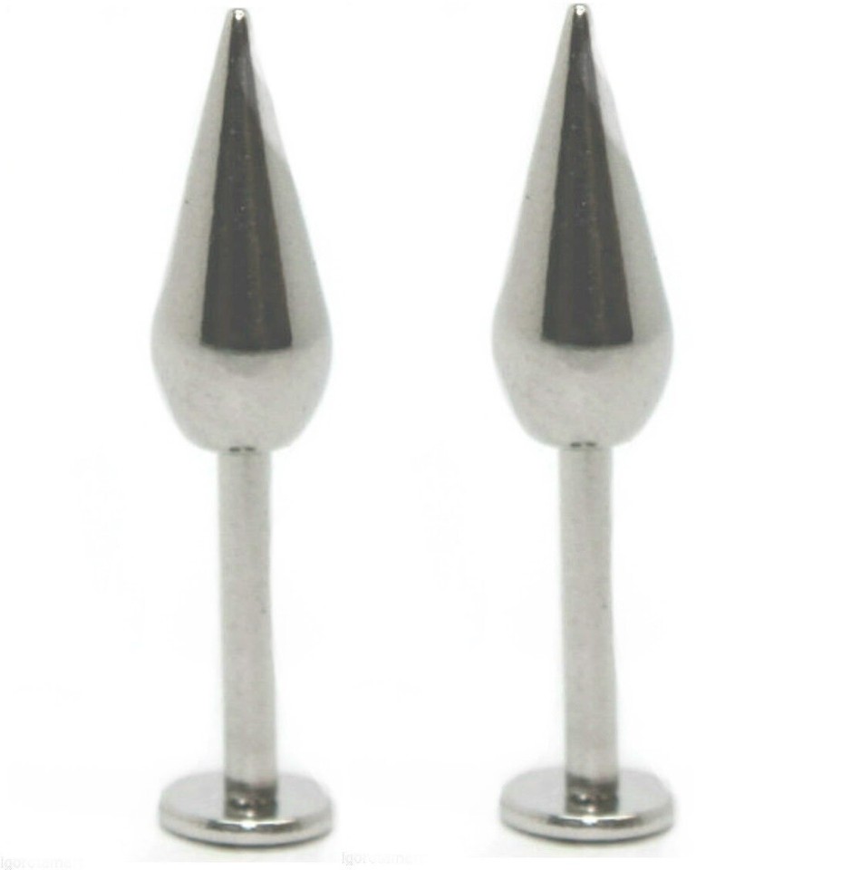 LONG CONE LABRET SPIKE CHIN LIP EAR LABRET MONROE STUD STUDS BAR TAPER ...