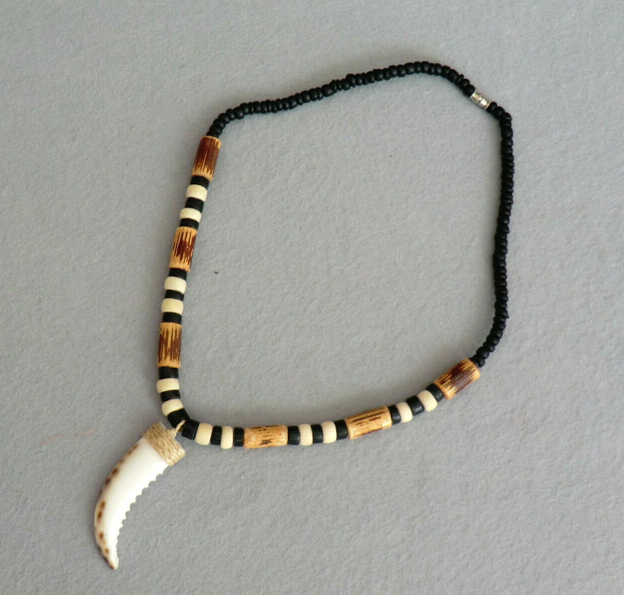 Halskette Kette Tigerzahn Raubtierzahn Surfer Muschel Shell Kokos Holz ...