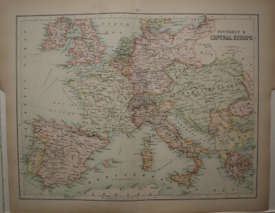 1871 ANTIQUE MAP SOUTHERN & CENTRAL EUROPE AUSTRIA HUNGARY GERMANY ...