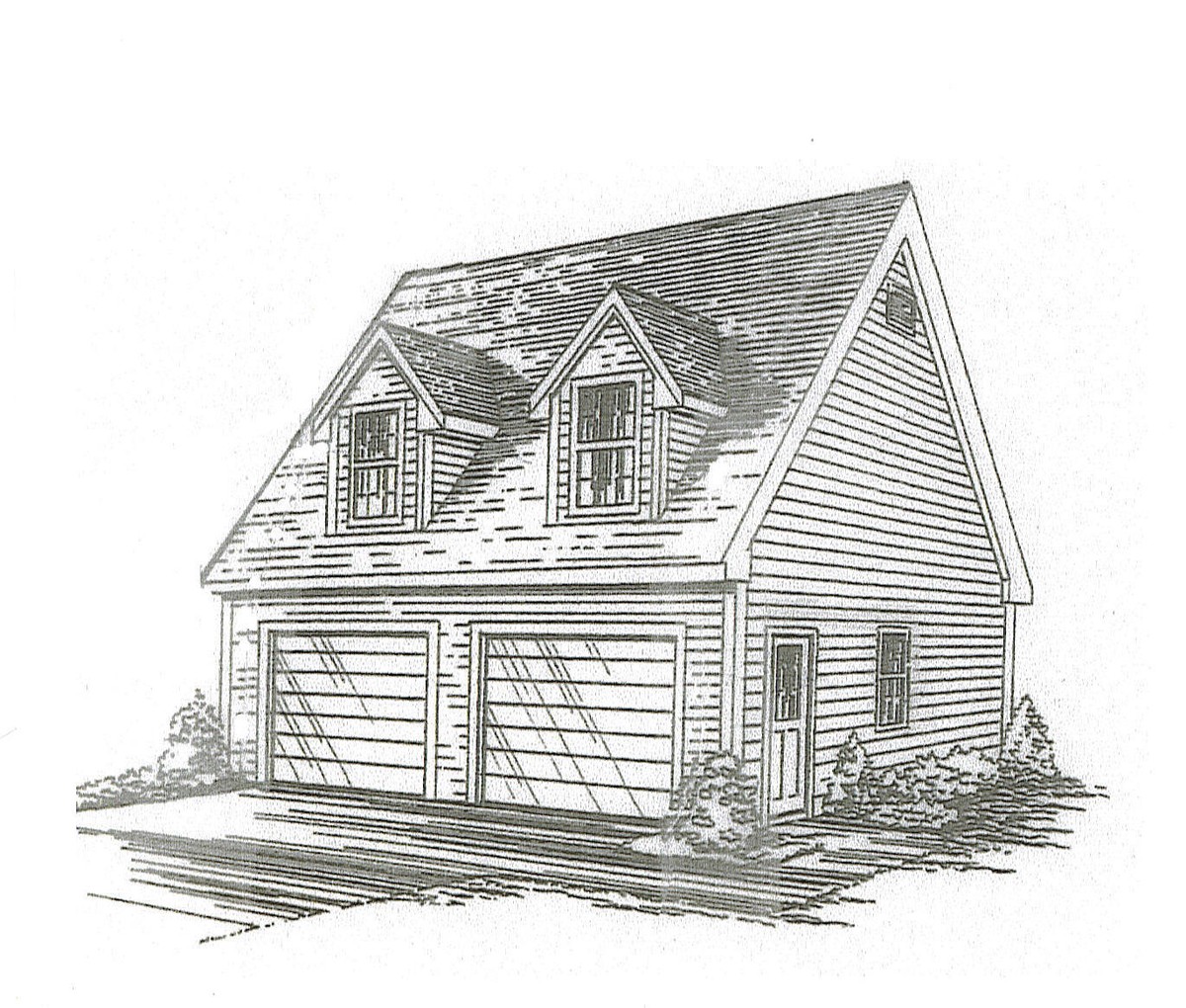 Garage Plans 2 Car With Stair To Attic Cad Files Dwg
