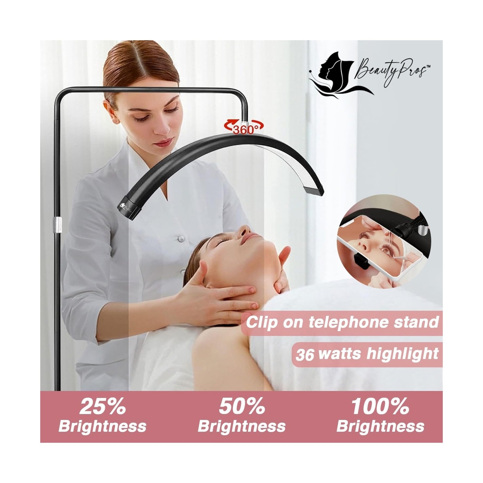 BeautyPros Lash Light for Eyelash Tech - LED Half Moon Light ...