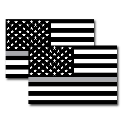Thin Silver Line American Flag Magnets, 2 Pack, 4x6 Support of all ...