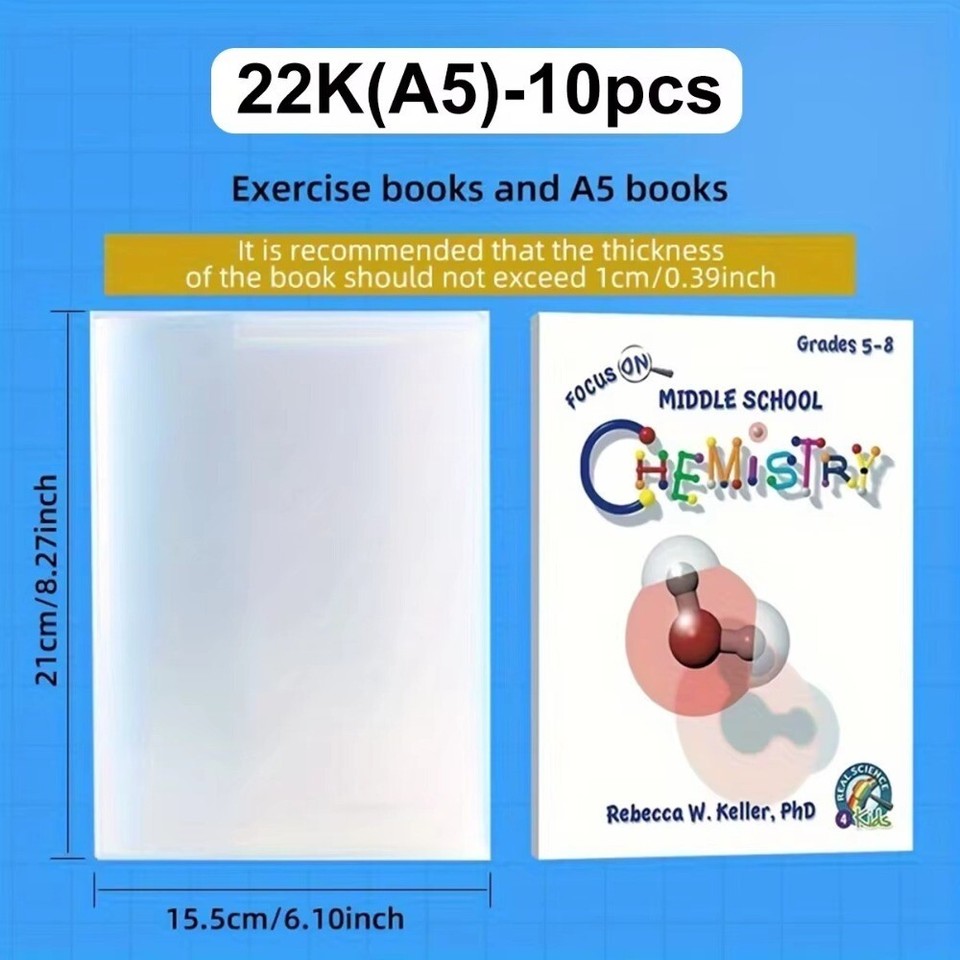 10PCS Waterproof Plastic Book Cover File Book Protection Cover | eBay ...