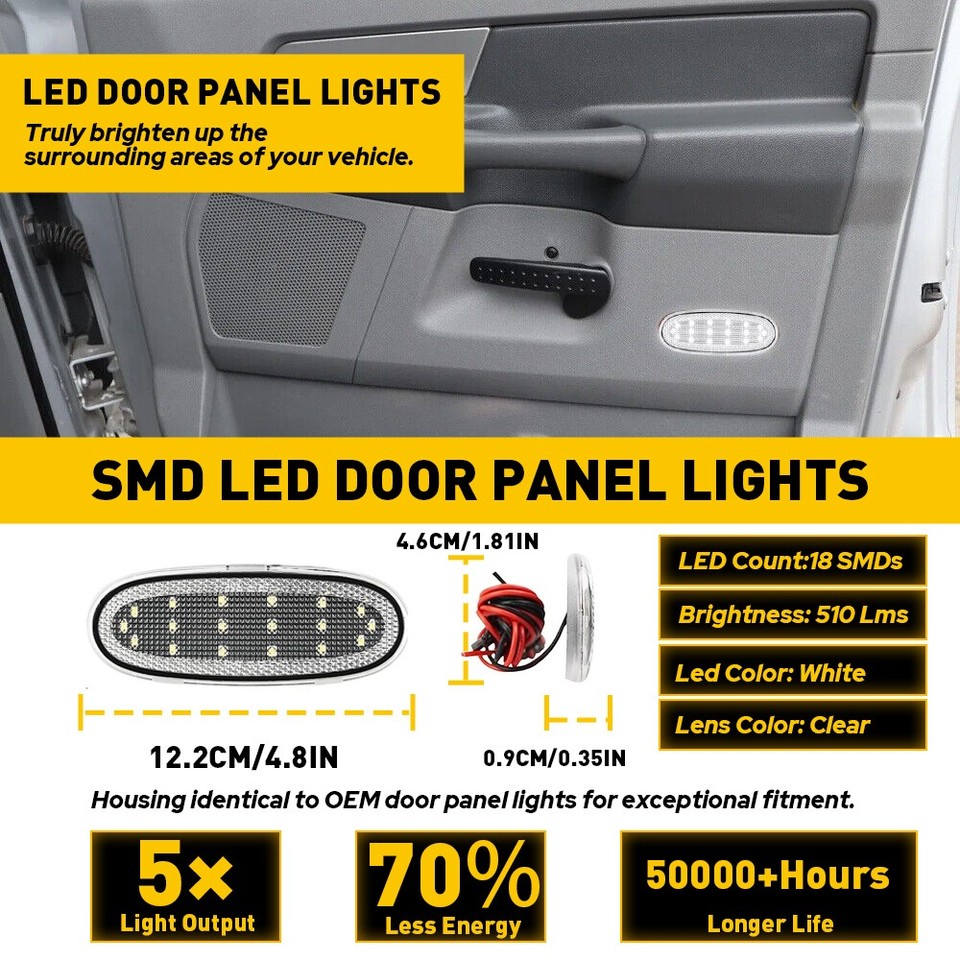 Rear Door Panel Courtesy LED Clear Lights For 04-2009 Dodge Durango 02 ...