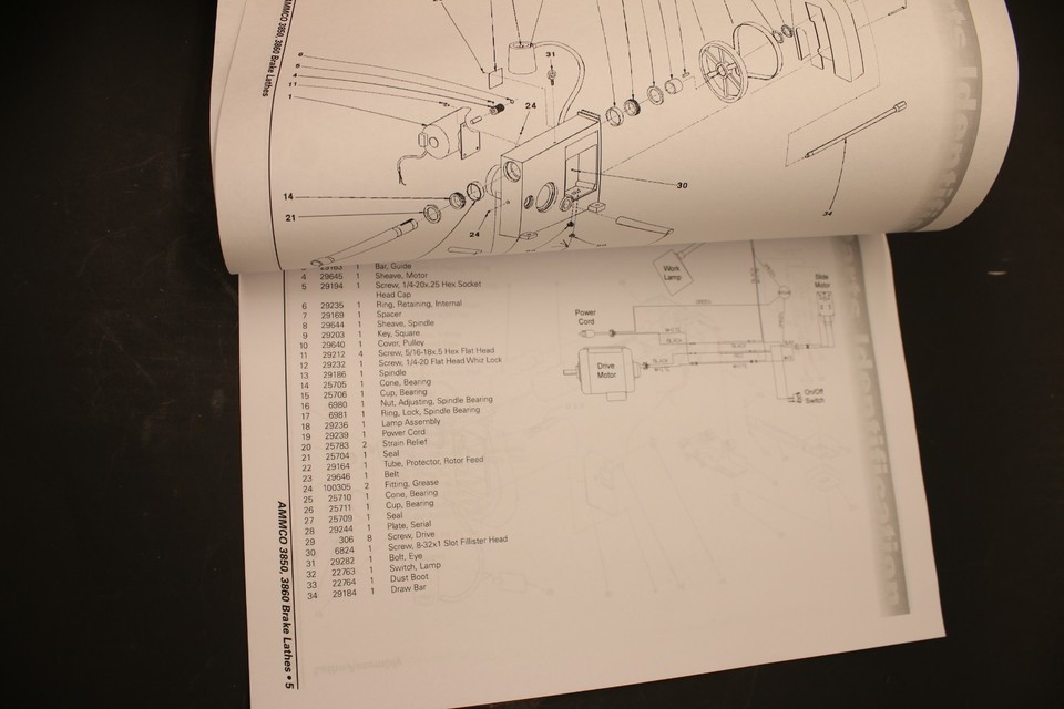 Ammco 3850 & 3860 Brake Lathe Parts Manual Guide | eBay