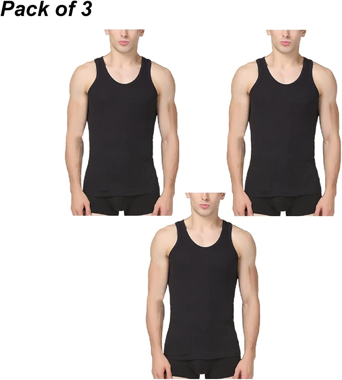 Gents Summer White/Black VEST 1/3/6 pack Plain VESTS 100% COTTON VESTS ...