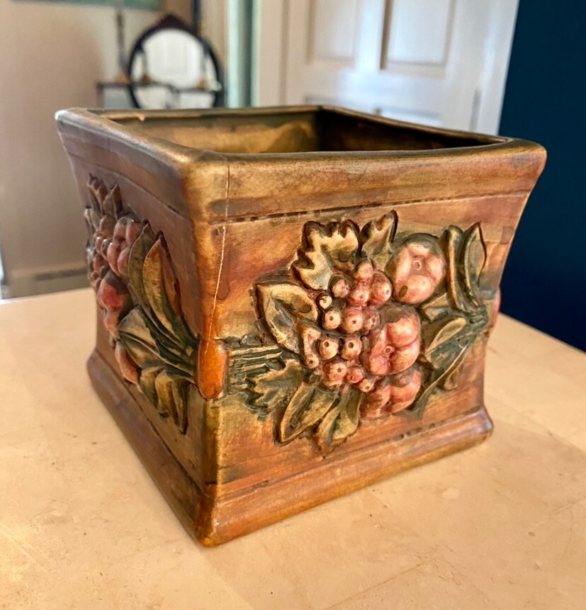 Small Antique Weller Woodcraft Roma Square Planter | eBay