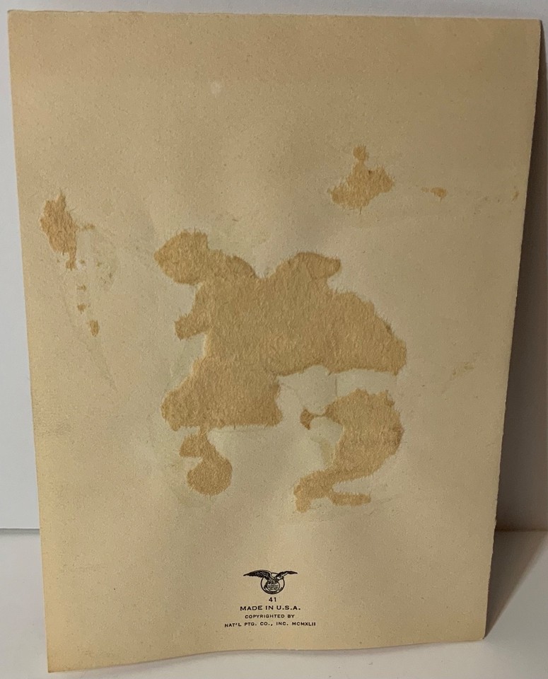 VTG 1942 Christmas Card Busy Santa “Puff Puff Puff Real Feather Beard ...