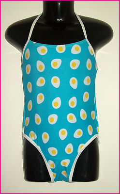 GIRLS TOGS Sz 3 - Aqua Blue SWIMWEAR BATHERS 1 Piece COSSIE Tie-up ...