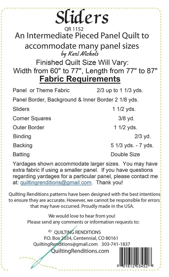 SLIDERS Quilt Pattern by Quilting Renditions ~ Intermediate Pieced ...
