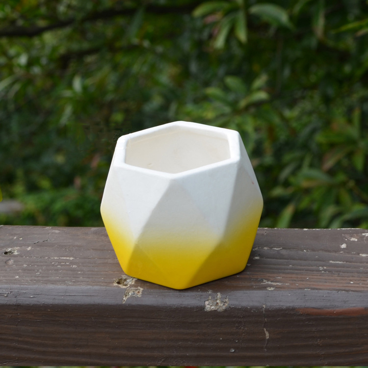 Mini Hexagon Ceramic Succulent Planter Flower Plant Porcelain Pot Home ...