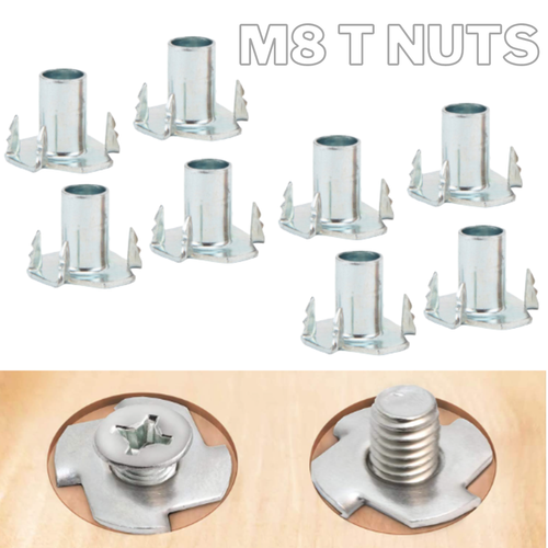 FOUR PRONGED M8 T NUTS CAPTIVE THREADED INSERTS FOR WOOD FURNITURE M4 ...
