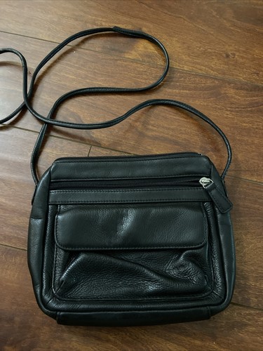 Leather Black Travel Crossbody Small Purse Bag 9x6 Unbranded Simple | eBay