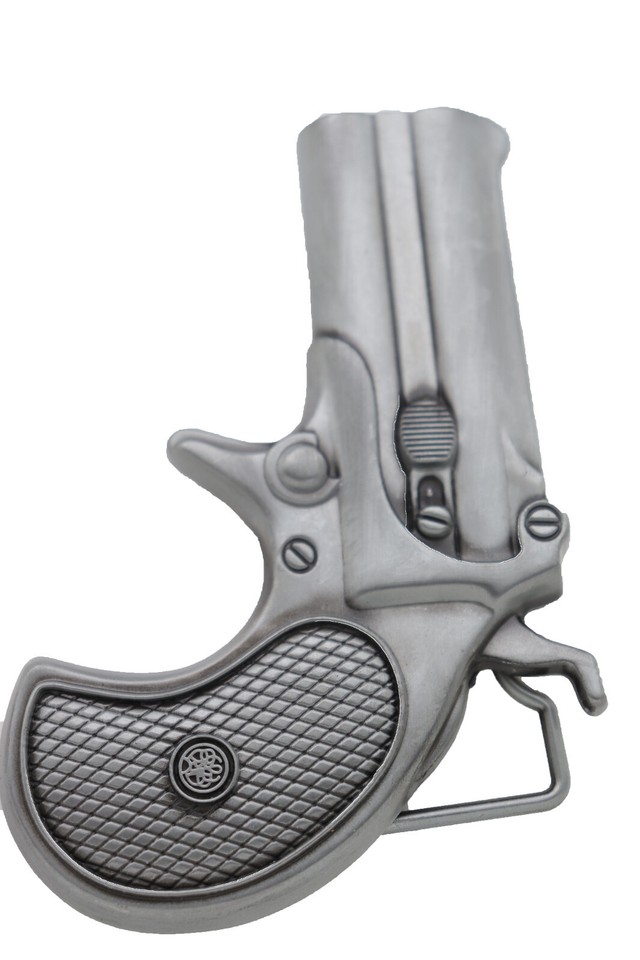 New Men Silver Metal Fashion Belt Buckle Biker Handgun Revolver Gun ...