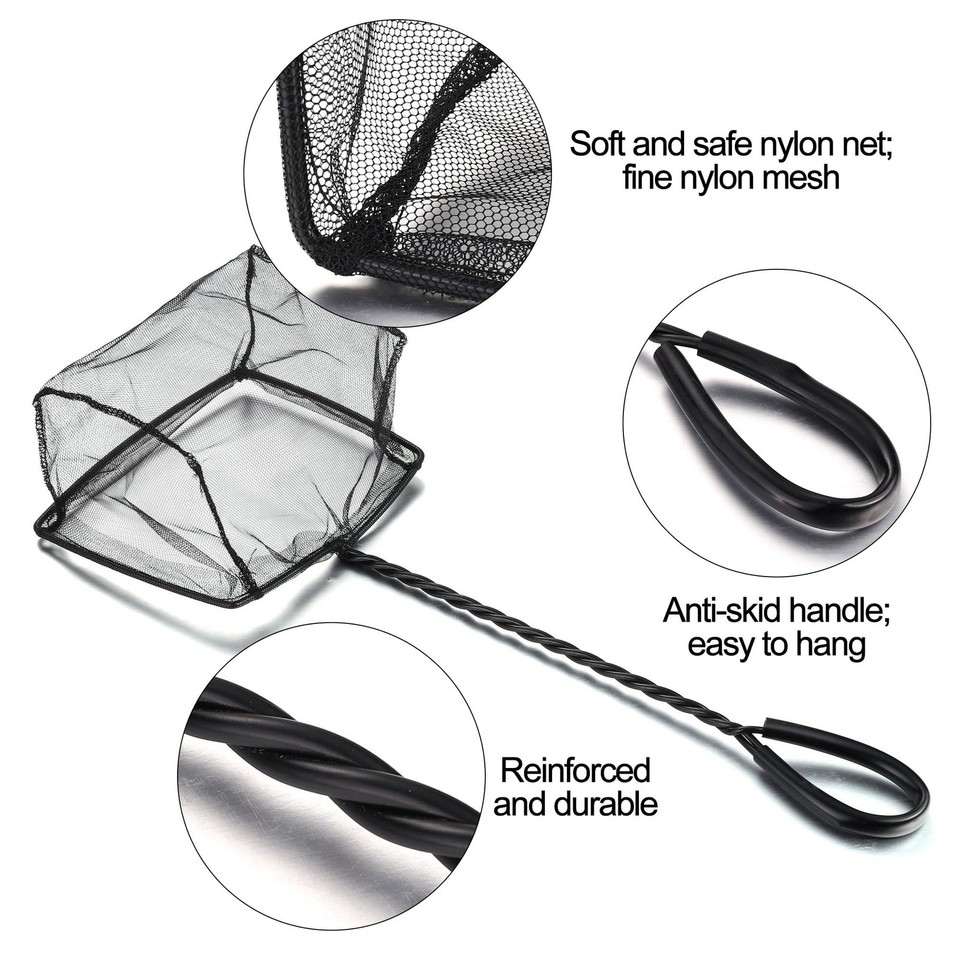 2 Pack Aquarium Net Fish Net Small Multi Size, Fine Mesh Long Plastic ...