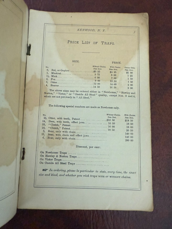 Oneida Newhouse Steel Traps & American Chains Catalog Descriptive Price ...