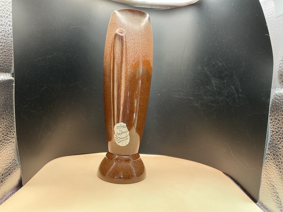 Vintage Frankoma Pottery Brown Bud Vase #43 With Original Sticker 25 ...