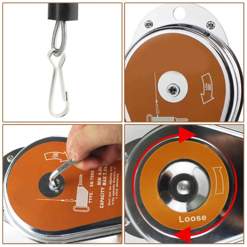 Retractable Spring Balancing Steel Wire Rope Measuring Tool Hook Holder ...