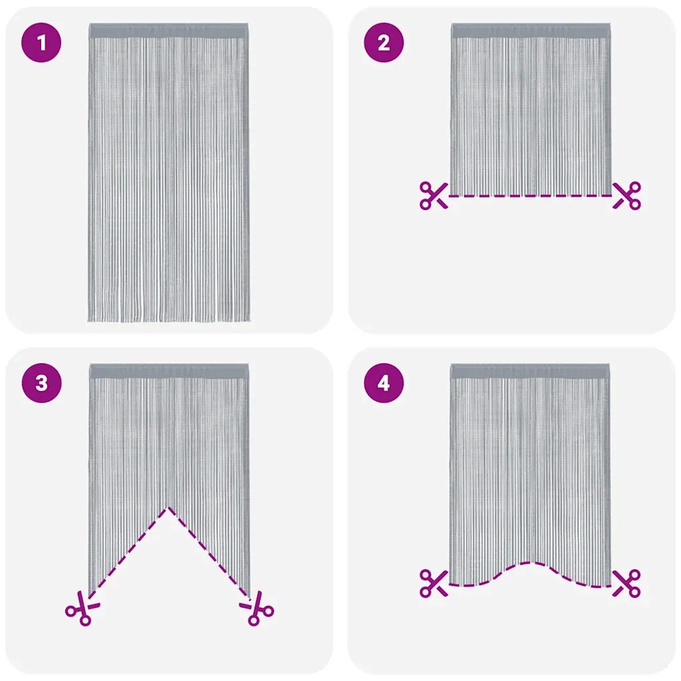 String Curtains 2 pcs Anthracite 140 x 250 cm Durable Polyester Easy to ...