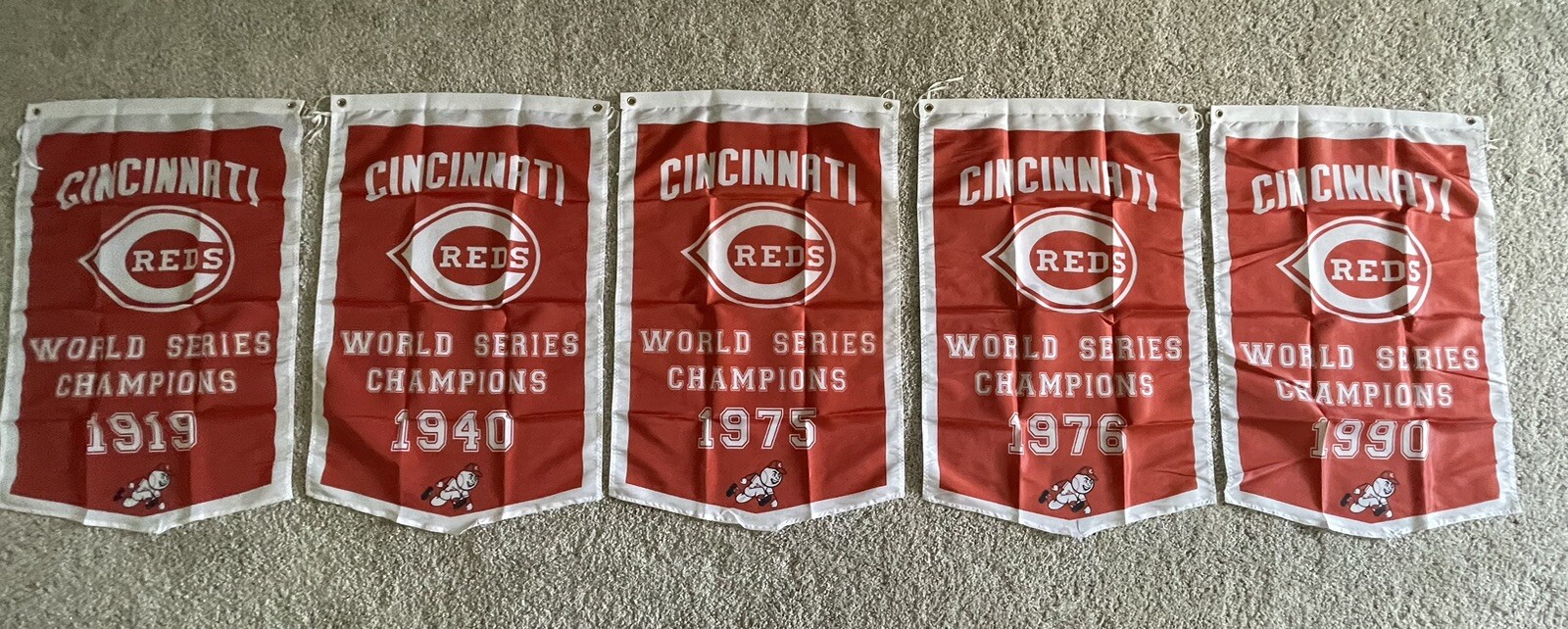 Cincinnati Reds MLB World Series Champions 5 Banners/Flags 2’ x 3’ Set ...