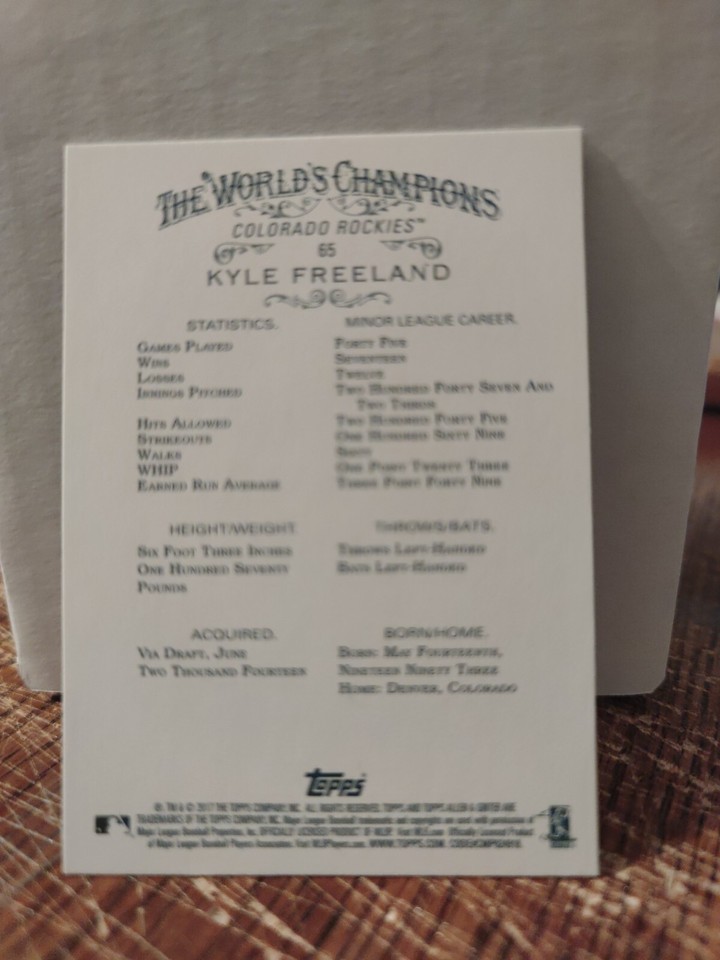 Kyle Freeland Autographed 2017 Allen & Ginter X Signed Baseball Card ...