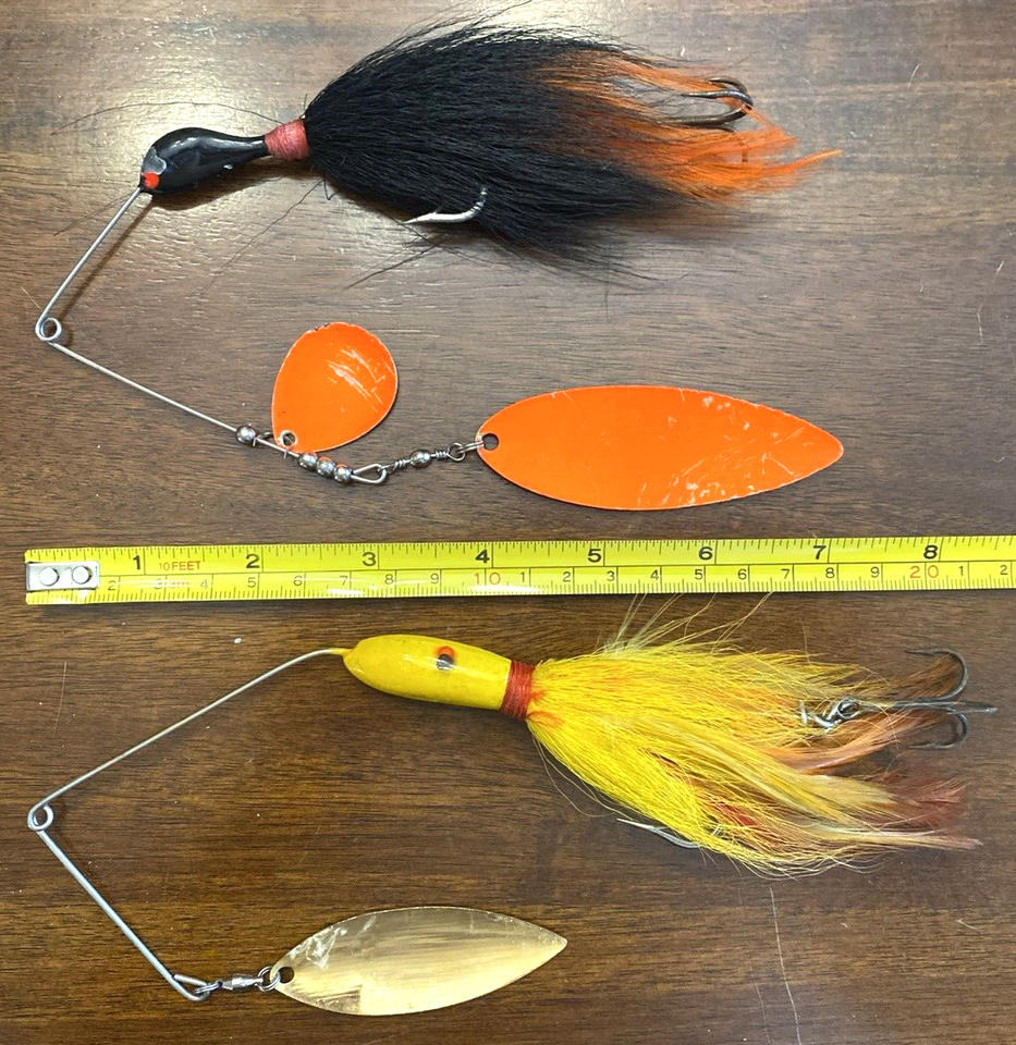 Vintage Muskie Spinner bait Stanley Wedge 1oz 8” & Black & Orange 3/4oz ...