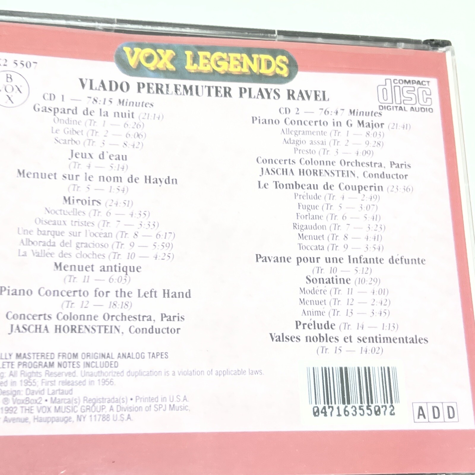 Vlado Perlemuter plays Ravel - Jascha Horenstein Conductor CD ...