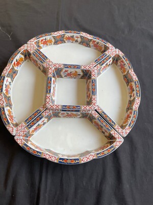 Vintage Japanese Kutani Porcelain Carousel Tray Food Serving Set 7pcs ...