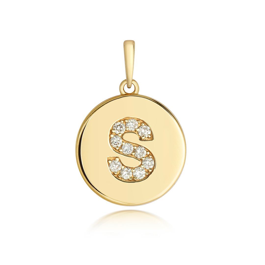 9ct Yellow Gold Diamond Pendant Initial S | eBay