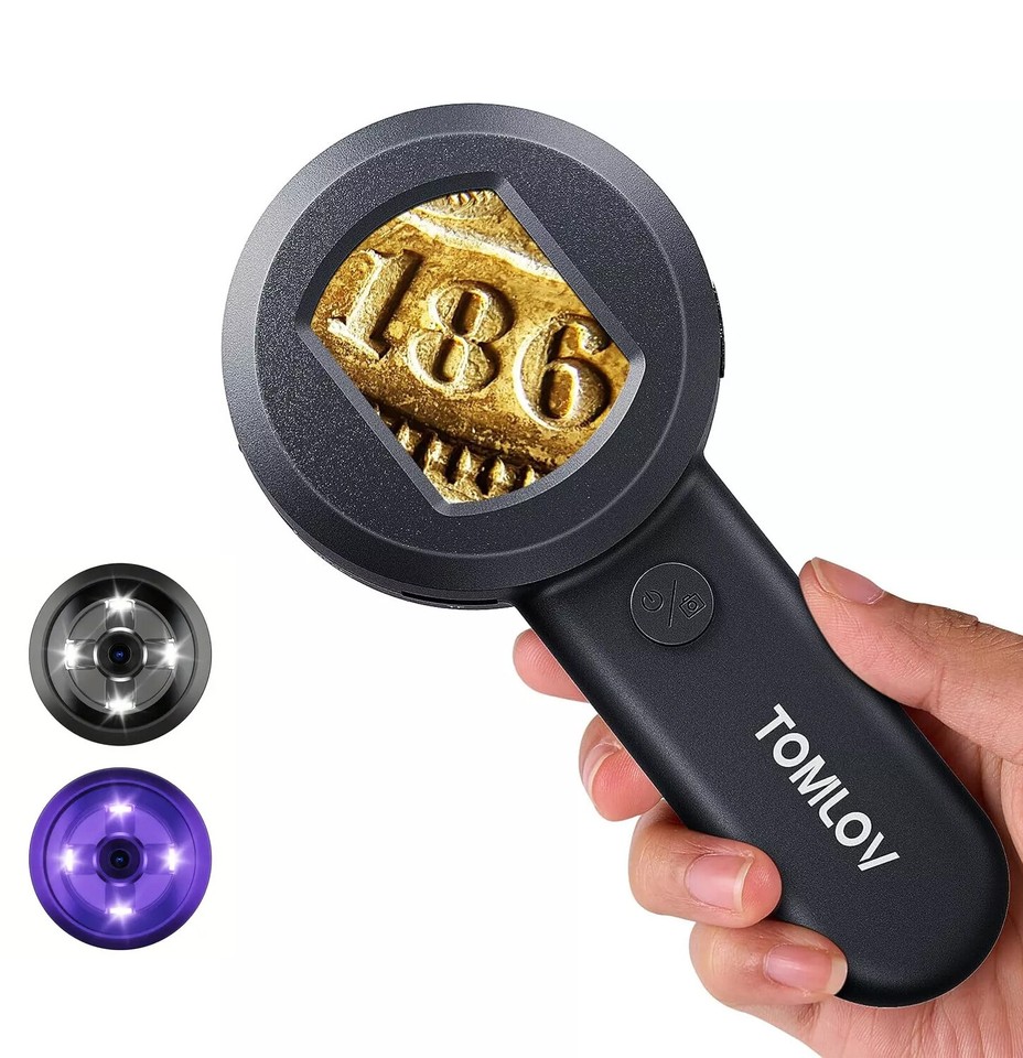 TOMLOV Coin Magnifier Glass 100X Magnifying Jeweler Loupe USB Digital ...