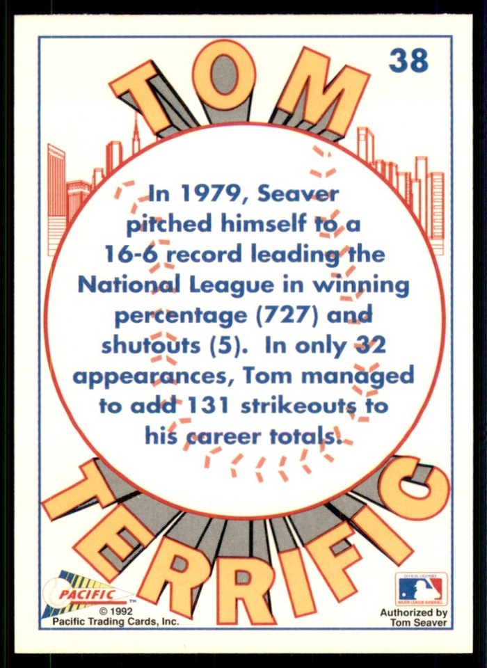 1991 Pacific Tom Terrific #38 Tom Seaver Cincinnati Reds | eBay