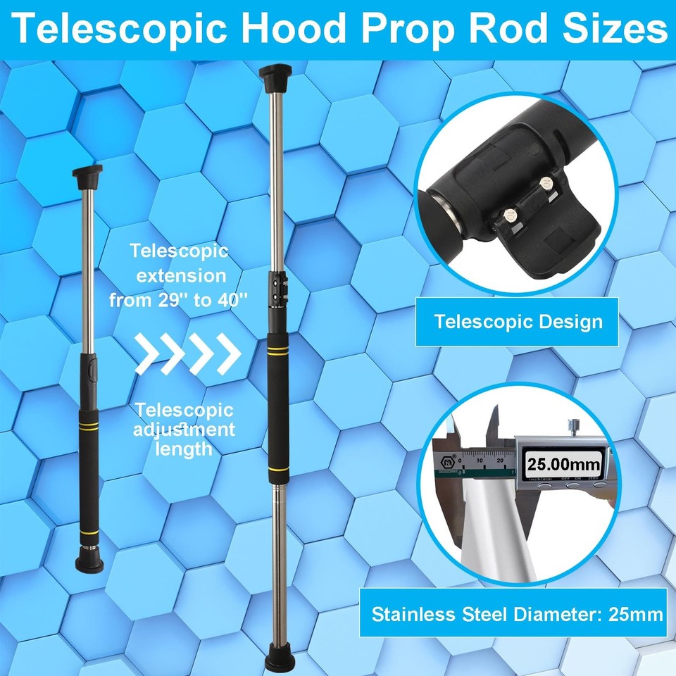 Telescopic Hood Prop Rod 29-40" Adjustable Support Bar for Cars | eBay