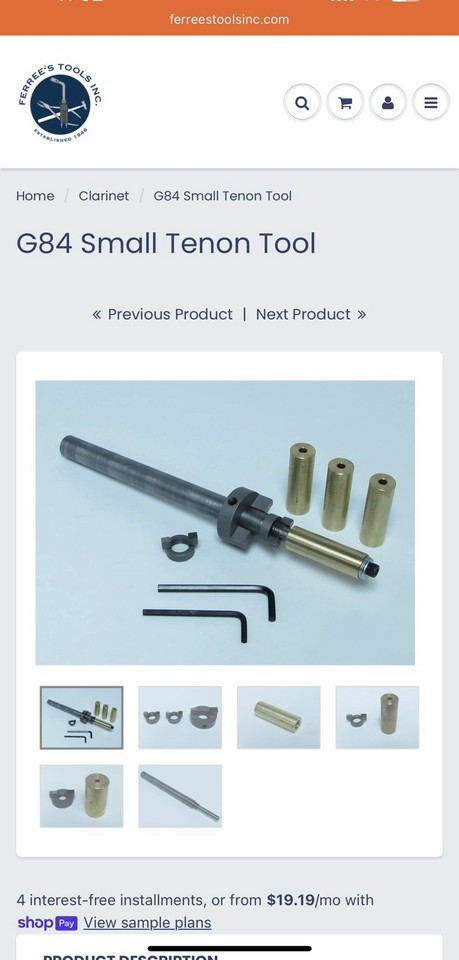 Ferree's Tools G84 Small Tenon Tool Clarinet Incomplete As-Pictured ...