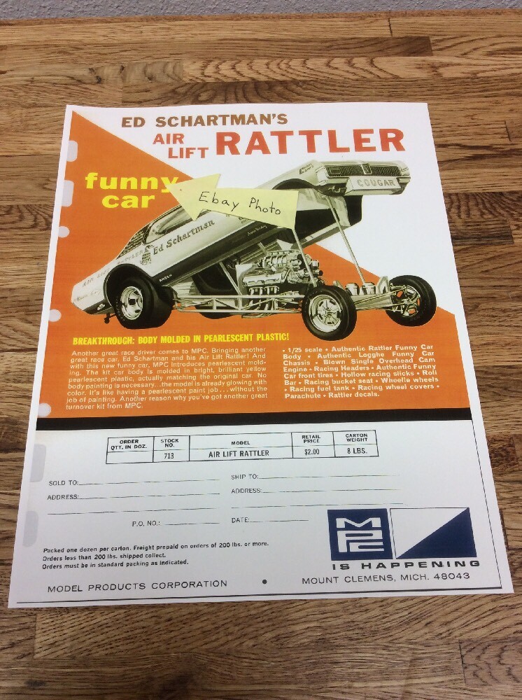 MPC MODEL PRODUCTS AIR LIFT RATTLER FUNNY CAR 1:25 DEALER ORDER FORM ...