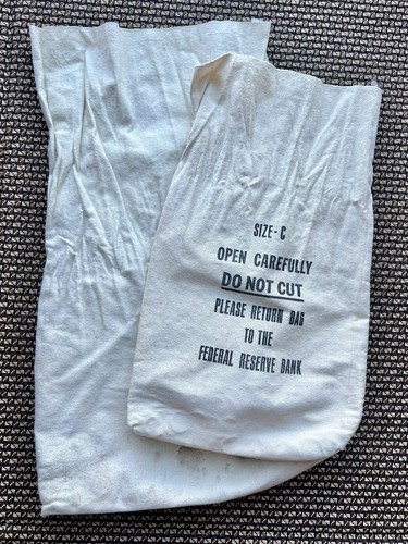 Vintage Federal Reserve Bank Cloth Canvas Deposit Coin Money Bag Old ...