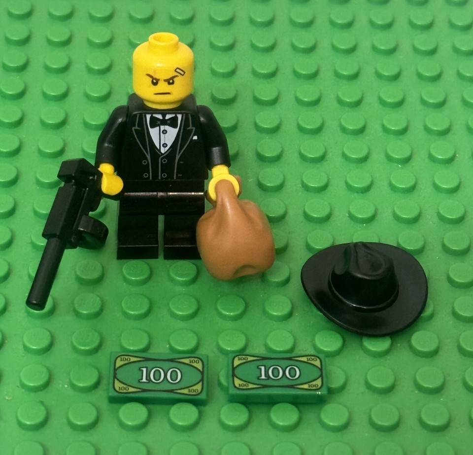 Lego Mobster Criminal / Mob Gangster Boss Mini Figure w/ Tommy Gun,2 ...