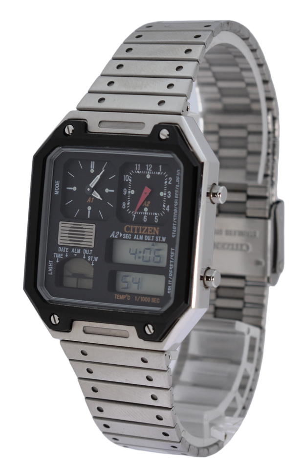 NIB 2022 Citizen Men's 33.5mm Stainless Steel Ani-Digi Temp Watch 8989 ...