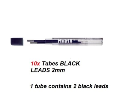 Pentel Multi 8 Lead Holder Marking Pencil 2mm LEADS - 10x Tubes BLACK ...