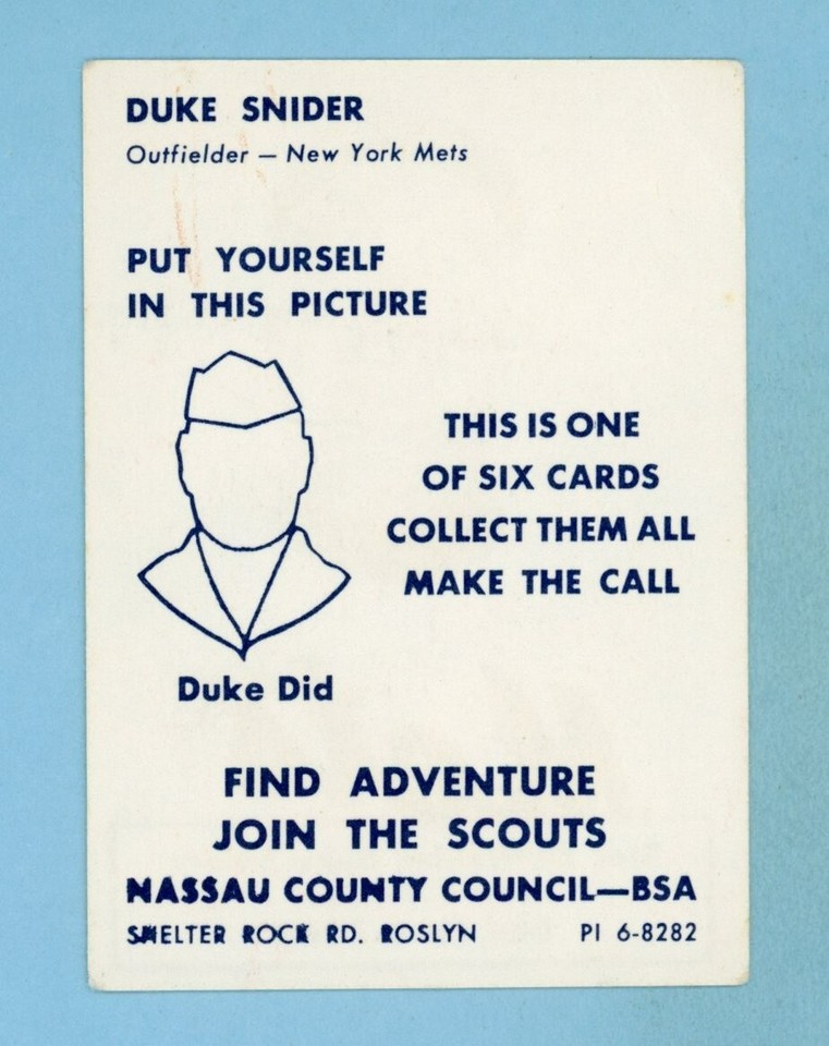 1963 Nassau County Boy Scouts Duke Snider NY Mets Baseball Card VG-EX ...