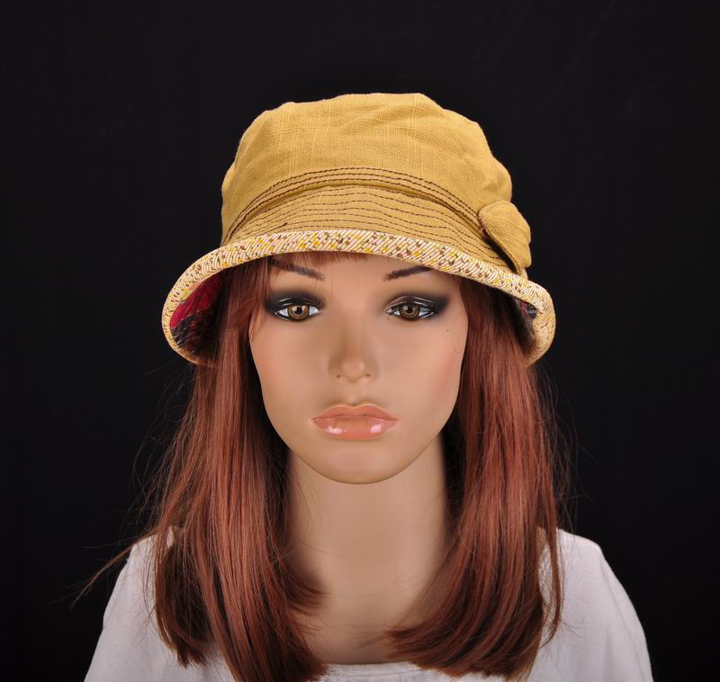 M199 Yellow Cute Leaf Cotton Sun Hat Cap Bucket Summer Women's NWT | eBay