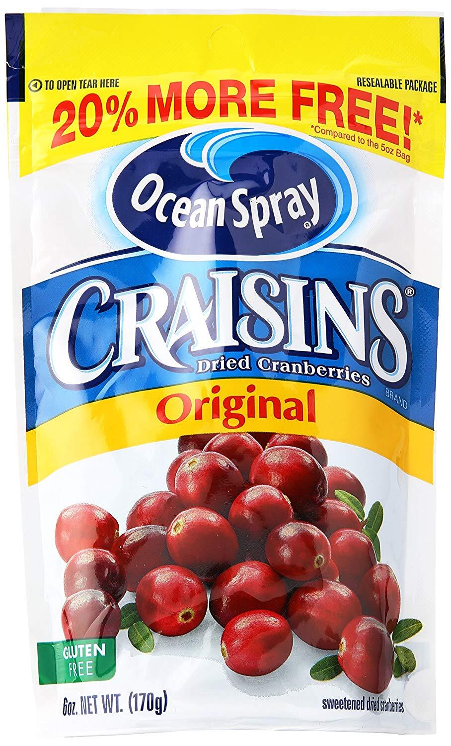 Ocean Spray Craisins Original Dried Cranberries 2 Bags 6oz Each for ...