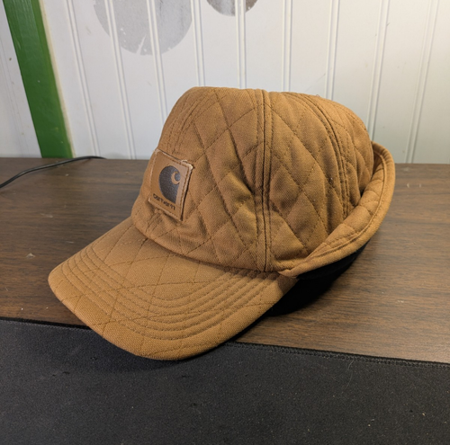 Carhartt Gilliam Hat Cap Brown Quilted Ear Flaps M/L Trapper Hunting ...