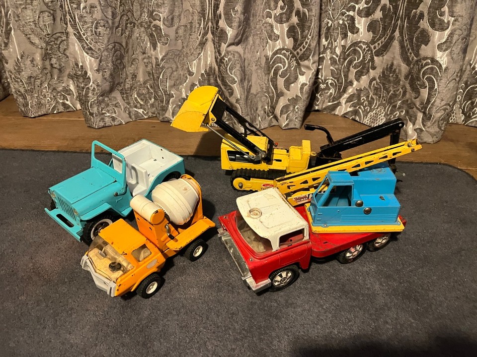 Tonka Toy Metal Vintage jeep cement mixer digger triang Crane matchbox ...