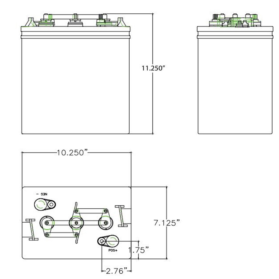 4 PC US BATTERY GC2 US2200XC2 6V 232A Deep Cycle Flooded Acid Battery ...