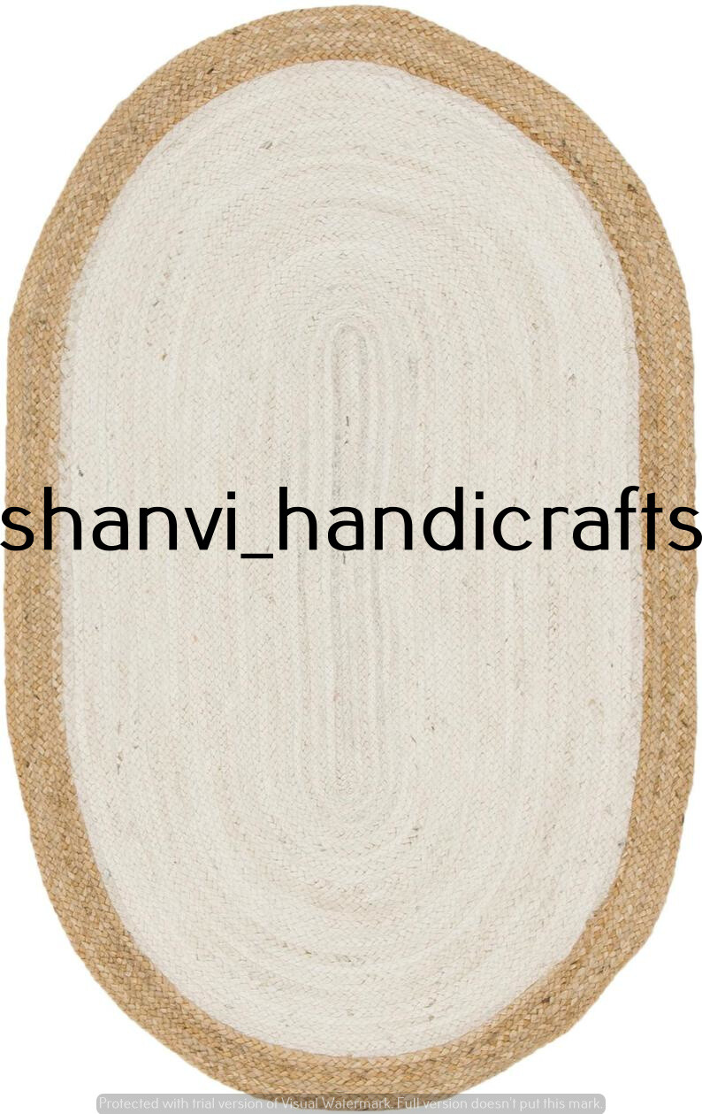 Braided Natural Hand Woven Jute Rug Oval Home Decor 36x60 Inches Area ...