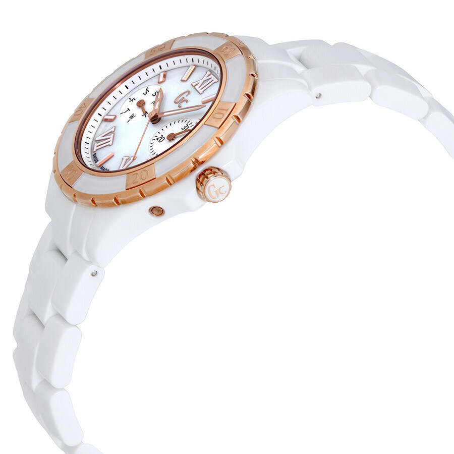 Guess Collection GC Women's Sport XL-S Glam Ceramic Pearl White Rose ...