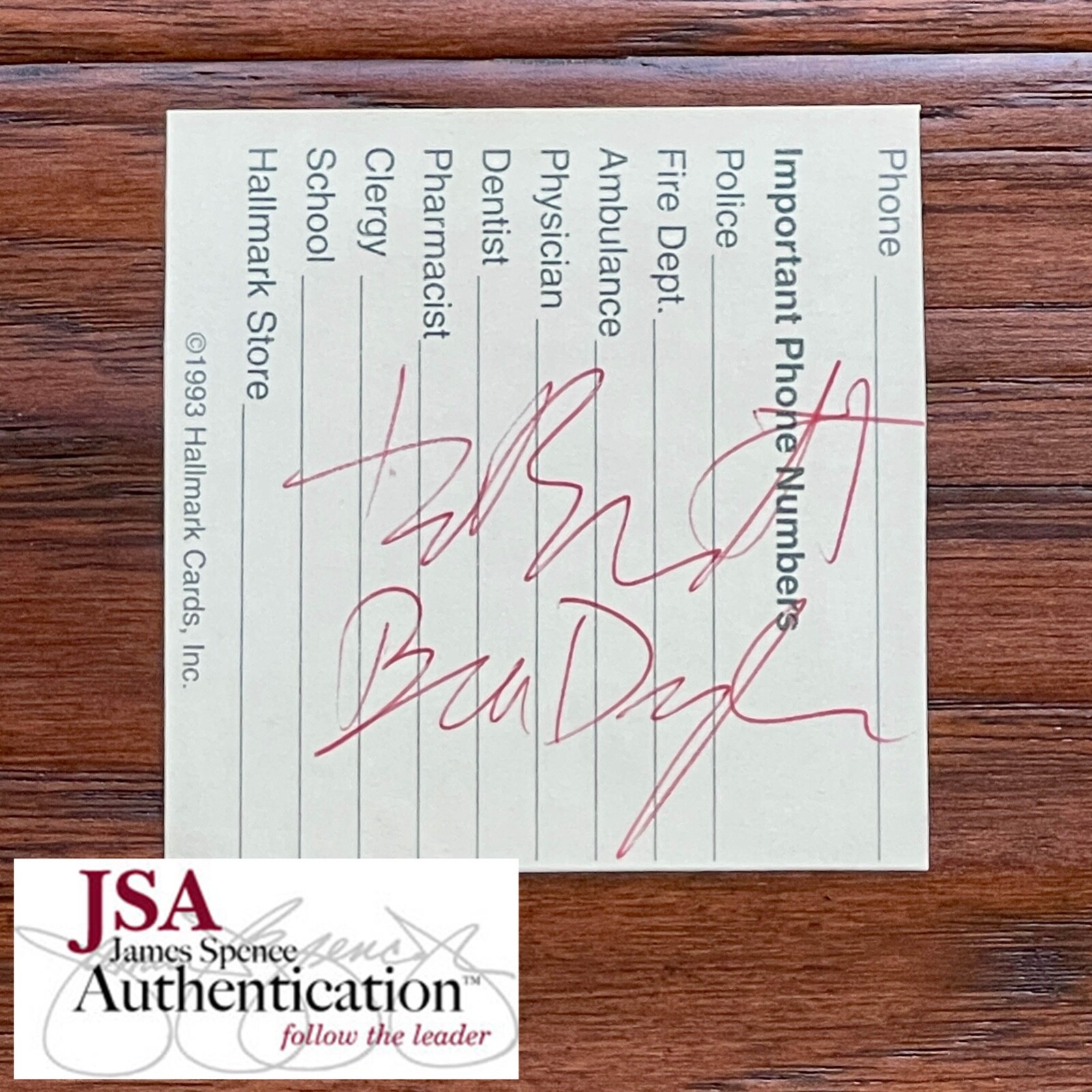 BOB DYLAN * JSA * Authentic Autograph Emergency Contact List Signed ...